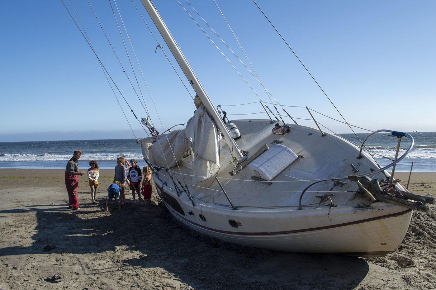 Seashore Sailboat On By